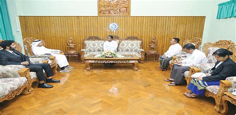 အာရပ်စော်ဘွားများပြည်ထောင်စုနိုင်ငံ သံအမတ်ကြီးအား ပြည်ထောင်စုဝန်ကြီး ဦးမြင့်နောင် လက်ခံတွေ့ဆုံ