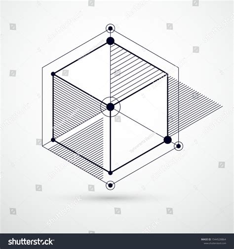 Isometric Abstract Black White Background Linear Stock Vector Royalty Free 1544528864