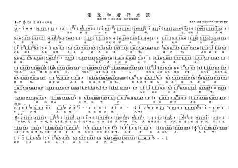 泪珠和着汗水滚 名家名段 淮剧 张红英 淮剧谱 简谱