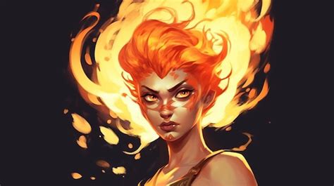 Premium Photo Full Body Woman Is A Girl Made Of Fire Fire Element Ai Generated Art