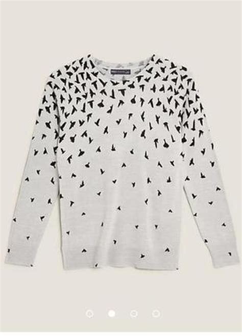 Кофта Marks светр птахи неймовірна стильний чудовий сіра модна стильна трендова джемпер — цена