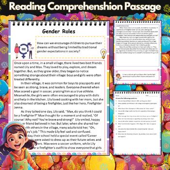 Gender Roles Reading Comprehension Passage Informational Worksheet