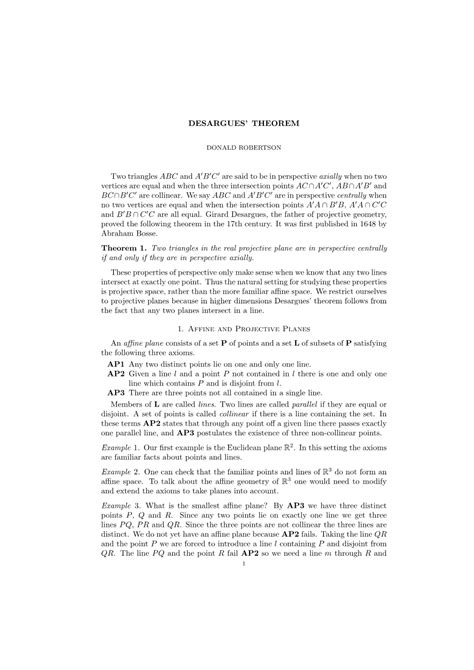 desargues theorem two triangles abc and a b c are said to docslib