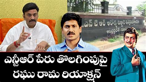 ఎన్టీఆర్ పేరు తొలగింపు పై రఘు రామ రియాక్షన్ Mp Raghu Rama Krishnam Raju Tv5 News Youtube