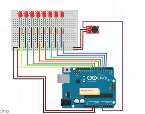 Led Vu Meter Using Arduino Uno Arduino Music Control Led