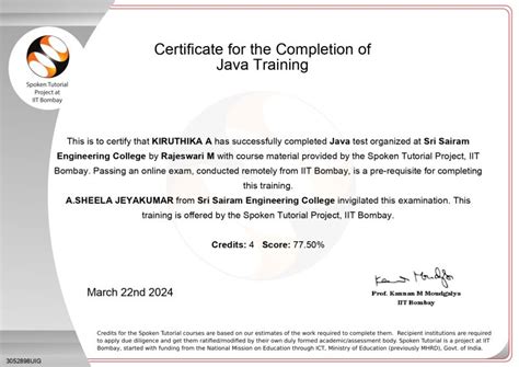 Kiruthika Anbazhagan On Linkedin Java Certificate Spokentutorial