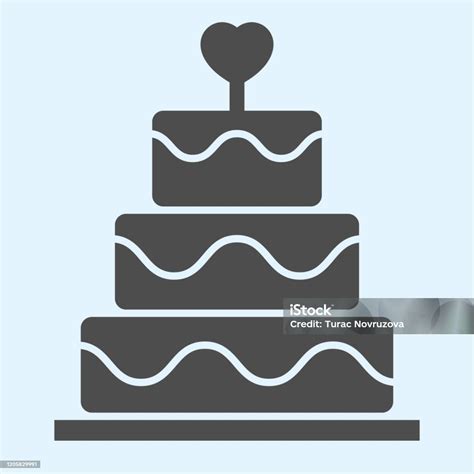 케이크 솔리드 아이콘입니다 하트 모양의 휴일 축하 과자 웨딩 자산 벡터 디자인 개념 흰색 배경에 글리프 스타일 픽토그램 웹 및