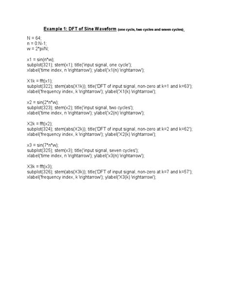 Dft Matlab Code Pdf Discrete Fourier Transform Fast Fourier Transform
