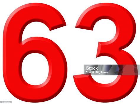 Numeral 63 Sixty Three Isolated On White Background 3d Render Stock ...