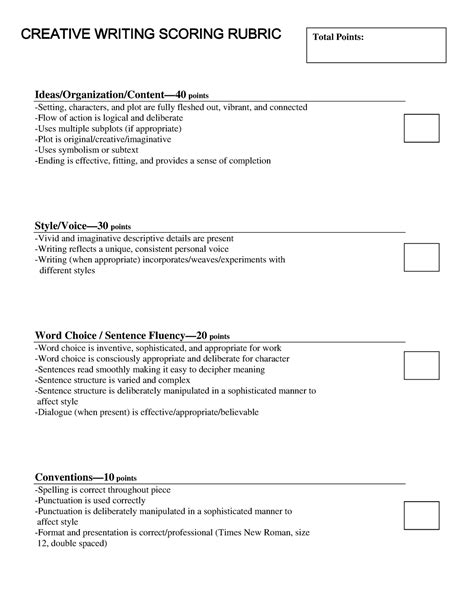 Creative Writing Scoring Rubric CREATIVE WRITING SCORING RUBRIC Total Points Studocu