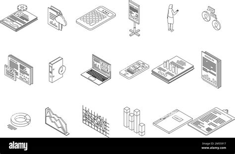 Report Icons Set Isometric Set Of Report Vector Icons For Web Design