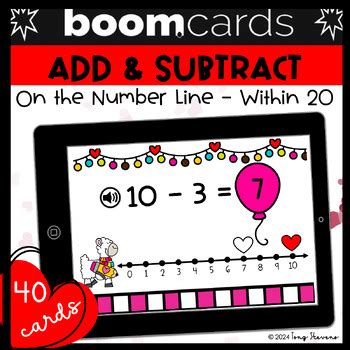Addition Subtraction On Number Line Within 20 Valentine S Day