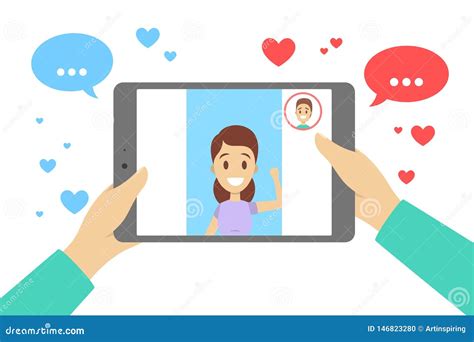 Online Dating App Virtual Relationship And Love Stock Vector Illustration Of Background