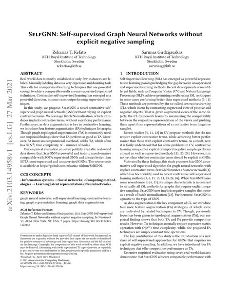 PDF Self Supervised Graph Neural Networks Without Explicit Negative Sampling