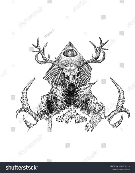 Line Art Drawing Demon One Eye Stock Illustration 2218930279 Shutterstock