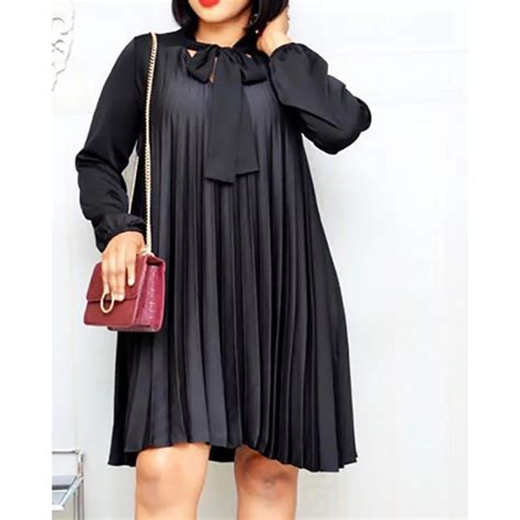 Plus Size Pleated Dress Yellow Sub Trading