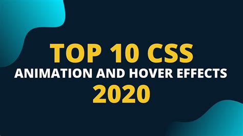 Top 10 Css Animations And Hover Effects 2020 Youtube