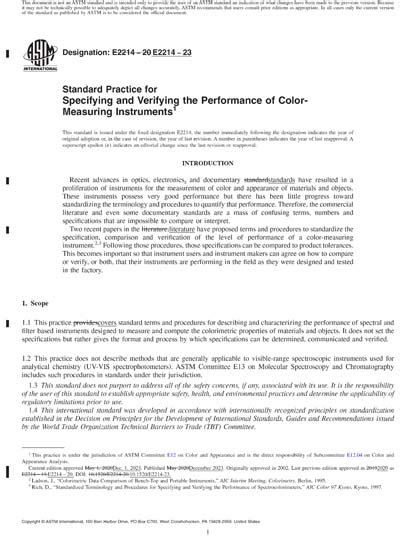 astm e2214 23 red standard practice for specifying and verifying the performance of color