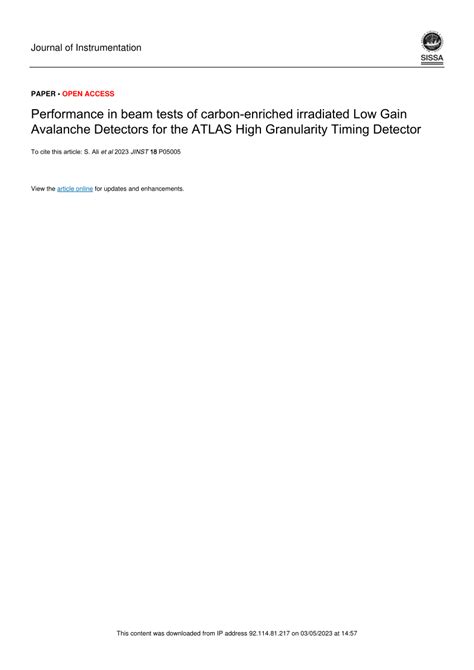Pdf Performance In Beam Tests Of Carbon Enriched Irradiated Low Gain Avalanche Detectors For