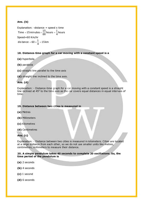Motion And Time Worksheet With Detail Solutions Physics Wallah