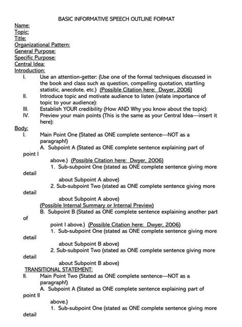 How To Outline An Informative Speech [free Templates]