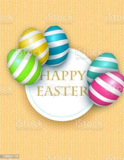 행복한 부활절 밝은 장식 계란과 현실적인 벡터 일러스트 3차원 형태에 대한 스톡 벡터 아트 및 기타 이미지 3차원 형태 계절 공휴일 Istock