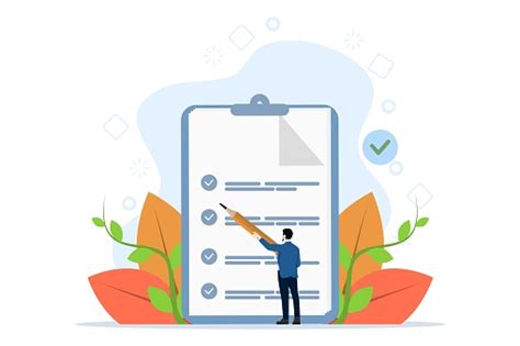 서류를 확인하는 사업가 프로젝트 추적 또는 목표 추적기 체크리스트의 일부를 성공적으로 완료하고 잘 진행했습니다 흰색 배경에 플랫