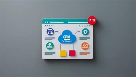 Photo Realistic Vector Illustration Of Crm Dashboard With Contact Icon And Copy Space On White