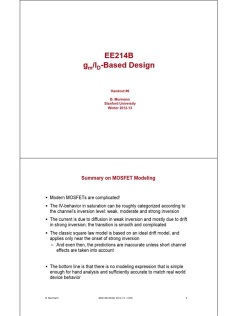 Gm Id Based Design B Murmann Pdf Spice Mosfet