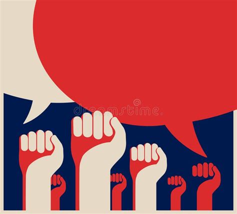 Mass Protest Striking People In Poster Style Stock Vector