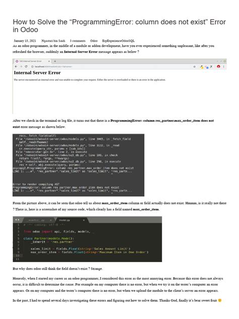 How To Solve The Programmingerror Column Does Not Exist Error In Odoo