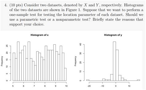 solved 4 10 pts consider two datasets denoted by x and