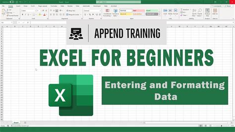 Entering And Formatting Data Using Microsoft Excel Youtube