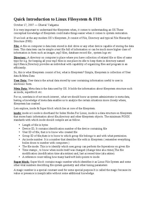 Fhs In Linux Download Free Pdf File System Metadata
