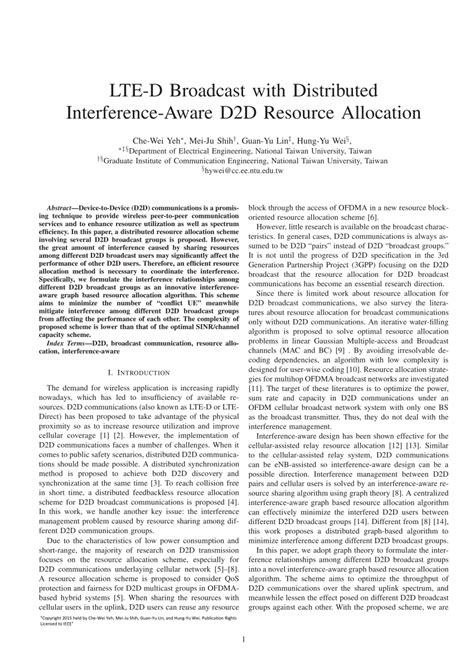pdf lte d broadcast with distributed interference aware d2d resource allocation