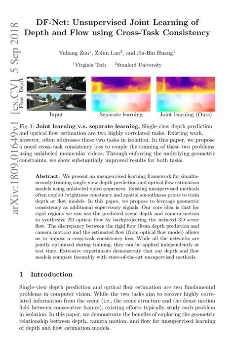 Pdf Df Net Unsupervised Joint Learning Of Depth And Flow Using Cross
