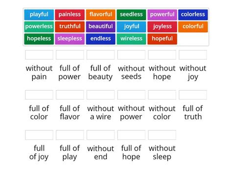 Suffixes Less And Ful Une Las Parejas
