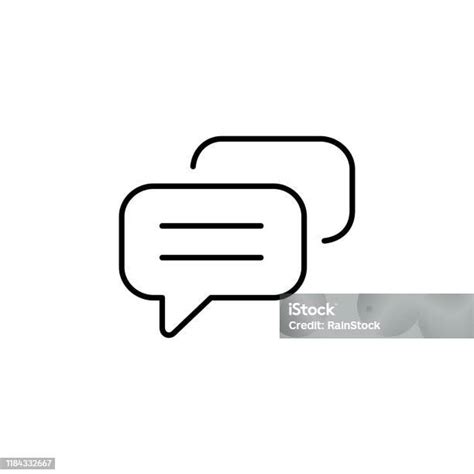 음성 거품 선형 아이콘 텍스트에 대한 두 개의 사각형 연설 거품과 라인으로 만든 채팅 기호 흰색 배경에 격리된 스톡 벡터