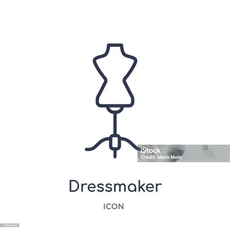 패션 개요 컬렉션에서 선형 원피스 메이커 아이콘입니다 얇은 라인 원피스 메이커 아이콘 흰색 배경에 고립입니다 원피스 메이커 트 렌 디 일러스트 가위에 대한 스톡 벡터 아트