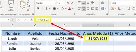 Como Calcular La Edad Con La Fecha De Nacimiento En Excel