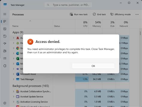 Access Denied When Ending Autocad Task Via Task Manager