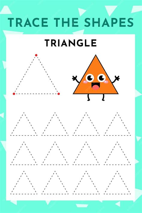 Premium Vector Preschool Educational Shape Tracing Worksheet Trace The Shapes Triangle