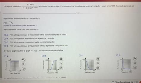 Solved The Logistic Model P T E T Chegg