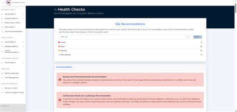 Database Health Check Portal