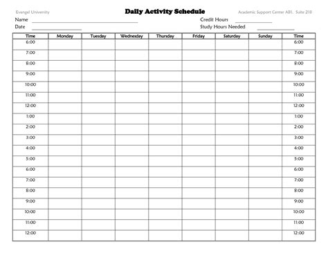 Activity Scheduling Template