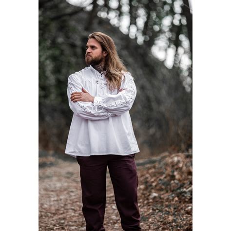Chemise Médiévale à Lacets Avec œillets Adrian Blanche Elbenwald
