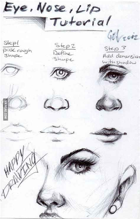 Eye Nose And Lip Tutorial Drawing Lessons Drawing Techniques Drawing Tips Drawing Reference