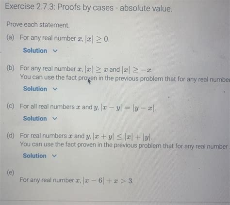 Solved Exercise 2 7 3 Proofs By Cases Absolute Value