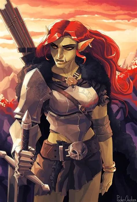 Oc D D Character Art Orc Lady Scrolller