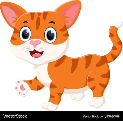 Cute Orange Cat Cartoon Isolated On White Vector Image
